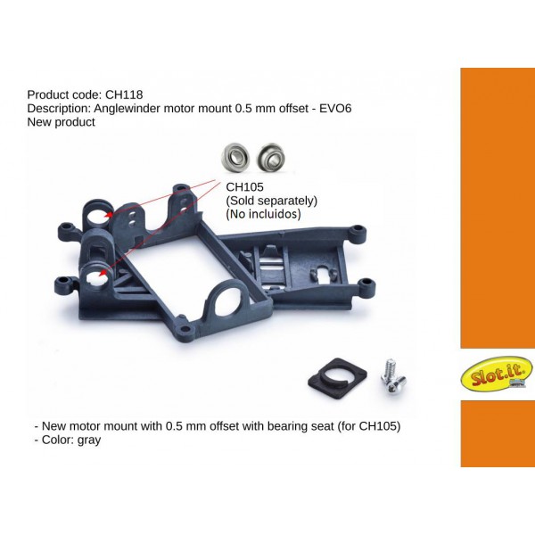 Slot It製 1/32ｽﾛｯﾄｶ-ﾊﾟｰﾂ CH118 アングルワインダー 0.5mm オフセット EVO6 ハード with ...
