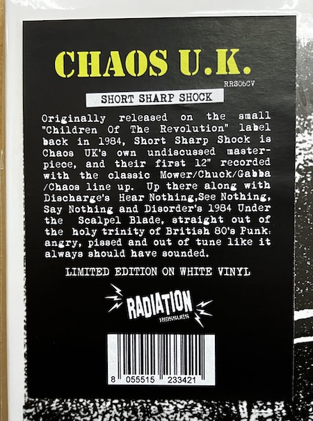 Chaos U.K. - Short Sharp Shock LP(カラー盤) - Deathrash Armageddon