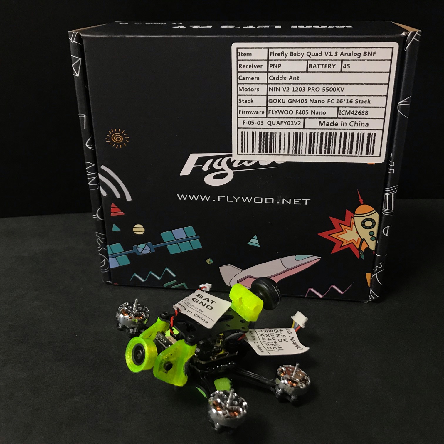 Flywoo Firefly 1.6'' Baby Quad Analog V1.3 Micro Drone PNP アンダ-100グラム機 ...