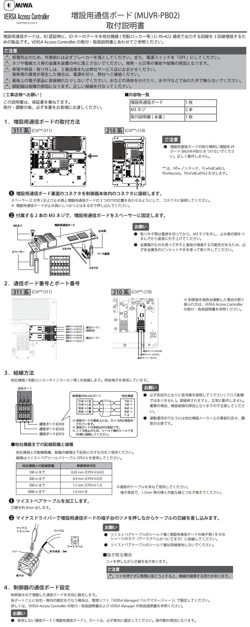 美和ロック MUVR-PB22 (他社連動通信増設基板） - FC2ショッピングモール