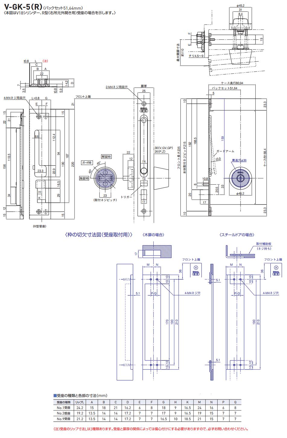 GOAL GK F4 A本体(TXシル.サム仕様)フロント厚4mm 錠ケース本体 - LOCKS GOAL ゴール社製品通信販売 一般錠 Ver.