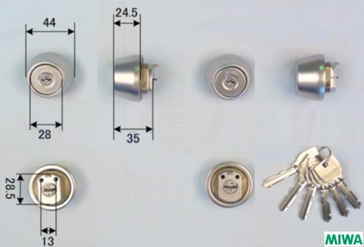 美和ロック U9 WCY LZ1 シリンダー(2個同一) 仕上 HG KEY6 - LOCKS 美和ロック社製品通信販売 一般錠Ver.