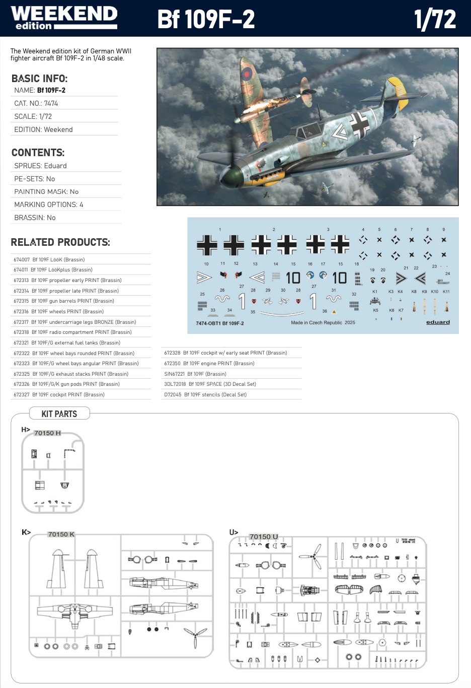 エデュアルド7474 1/72 Bf109F-2 ウィークエンドエディション - ホビーショップ ウイングレット