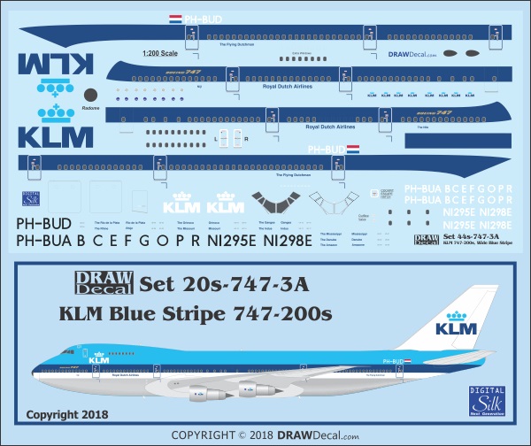 DRAW 20-747-03A 1/200 KLM Wide Blue Stripe747-200s＜ご予約＞ - ホビーショップ ウイングレット