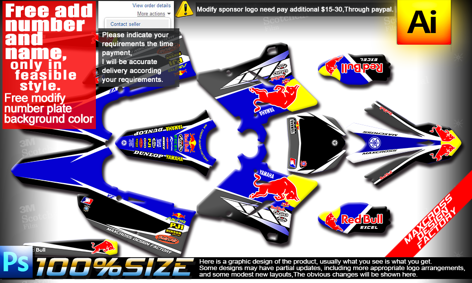 YZ125 YZ250 2015 -N RED BULL グラフィック,ステッカー,デカール, MAXCROSS max ...